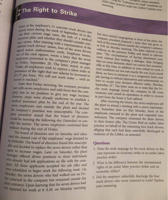 Solved pline union members the Definition of a Scab | Chegg.com