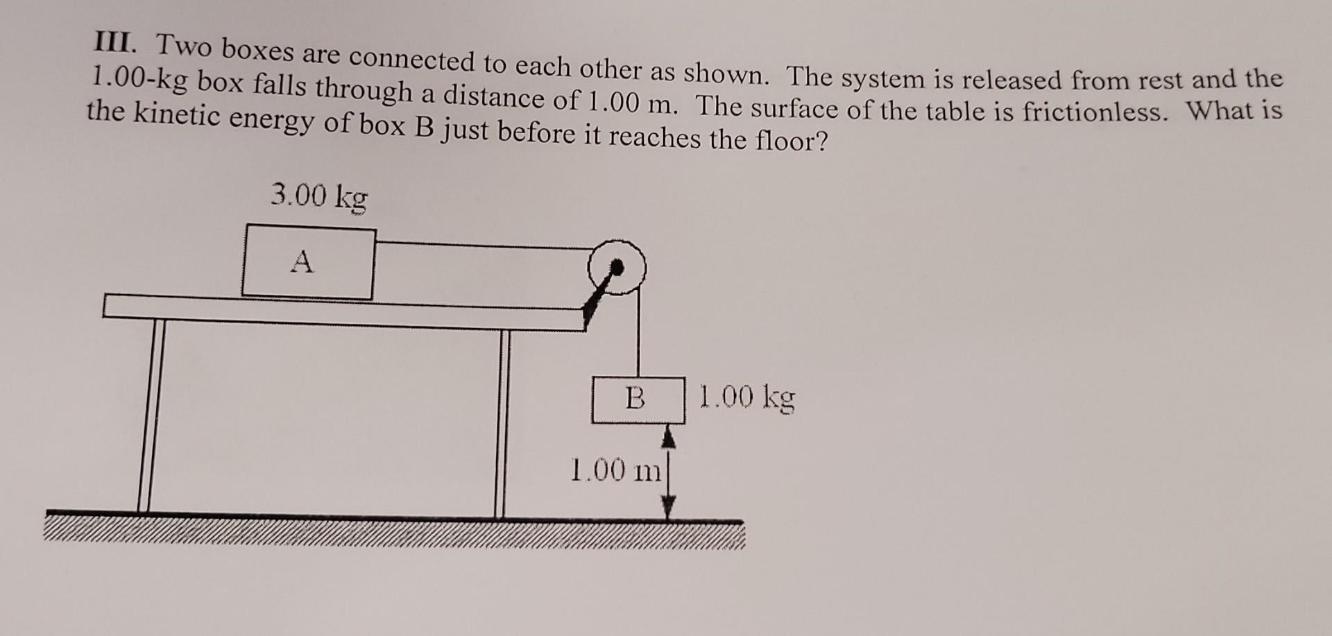 Solved III. Two boxes are connected to each other as shown. | Chegg.com