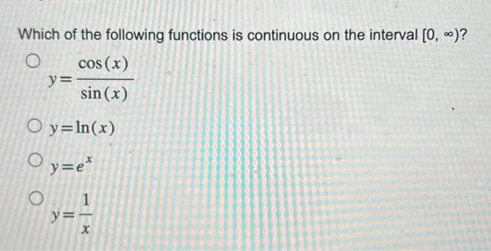 Solved Which of the following functions is continuous on the | Chegg.com