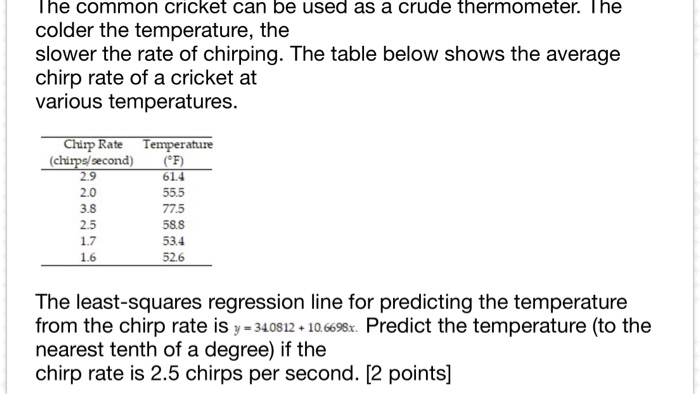 Solved The common cricket can be used as a crude | Chegg.com