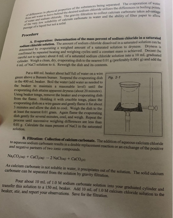 Solved Experiment 2 Separation of Mixtures early filtration | Chegg.com