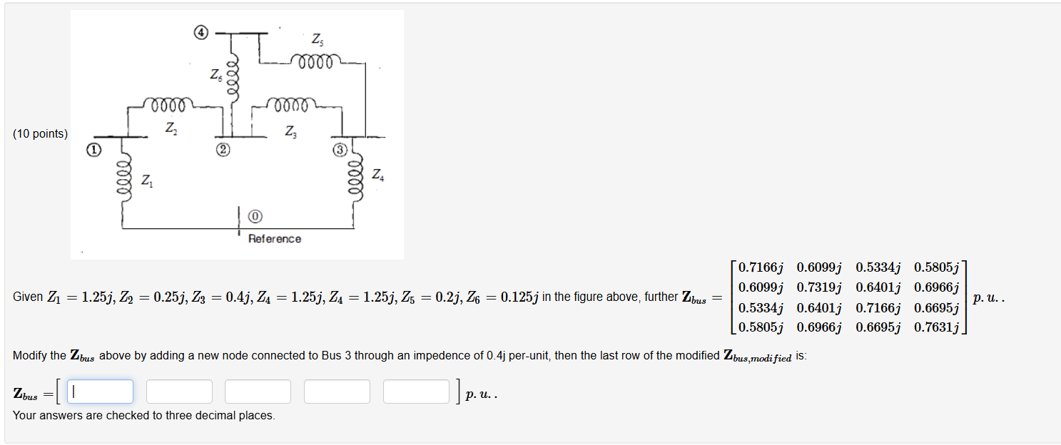 Solved by an EXPERT Zbus ﻿above by ﻿adding a new node connected to ﻿Bus | Chegg.com
