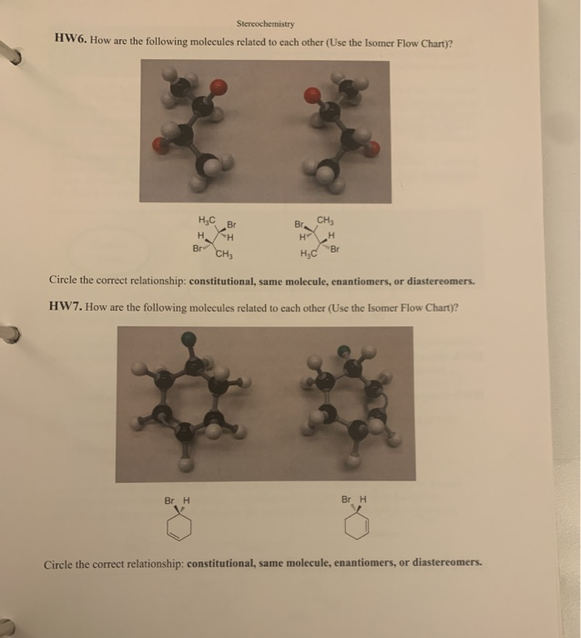 Solved Stereochemistry HW6. How are the following molecules | Chegg.com