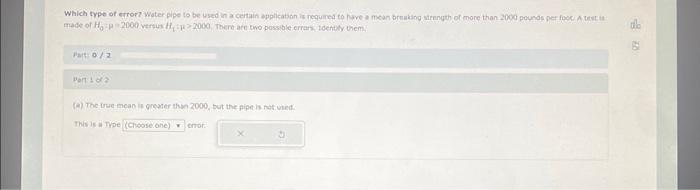 Solved Fatt o/2 Part 1 or 2 (a) The irue mean it greater | Chegg.com