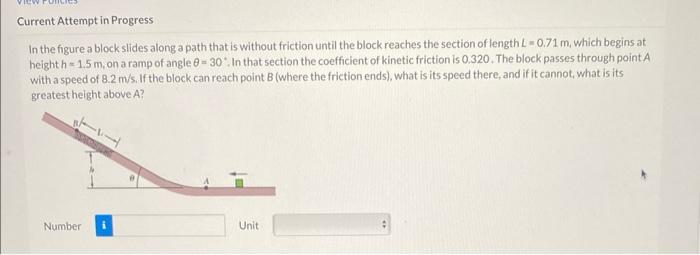 Solved In the figure a block slides along a path that is | Chegg.com