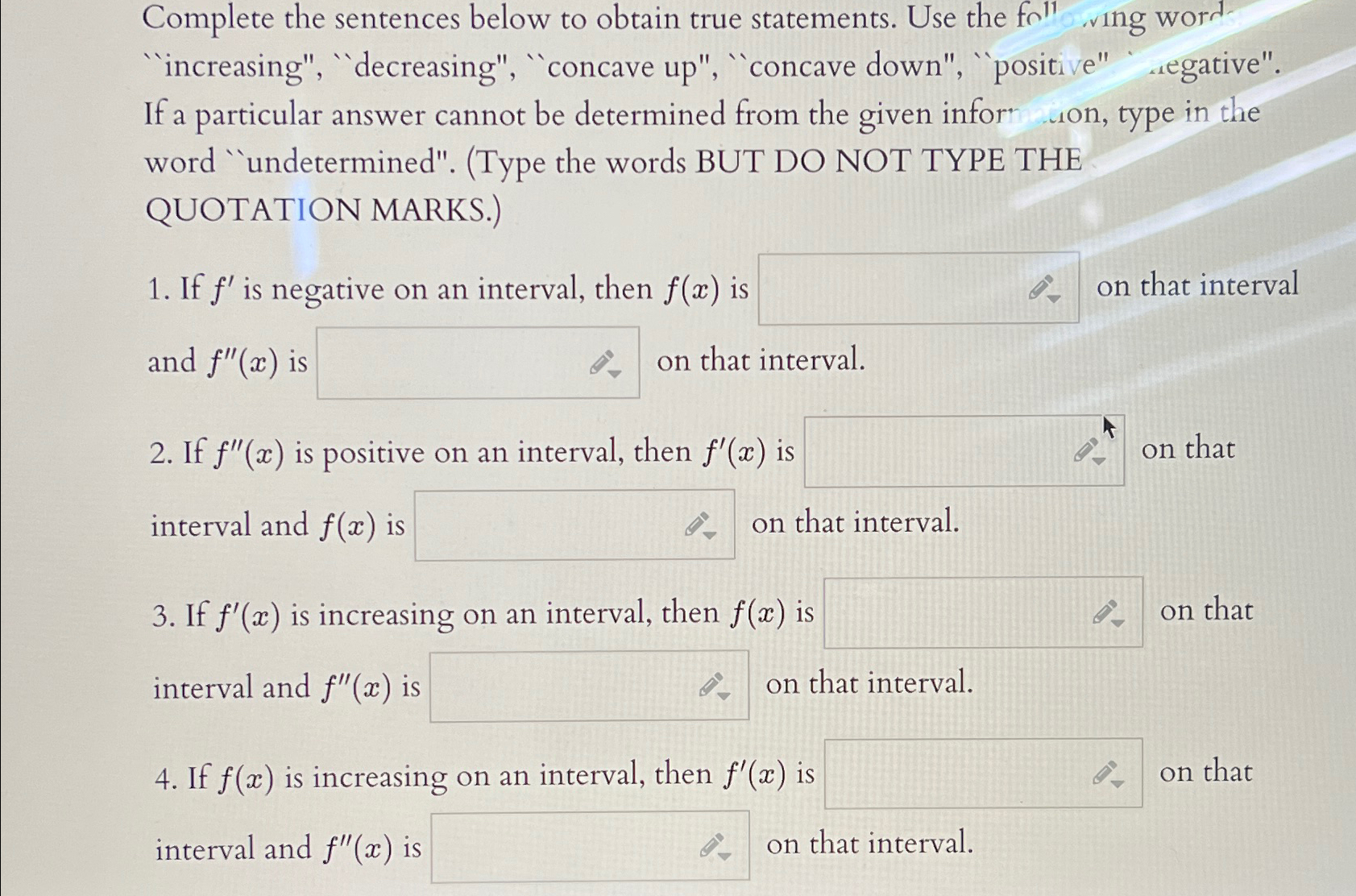 Solved Complete the sentences below to obtain true | Chegg.com