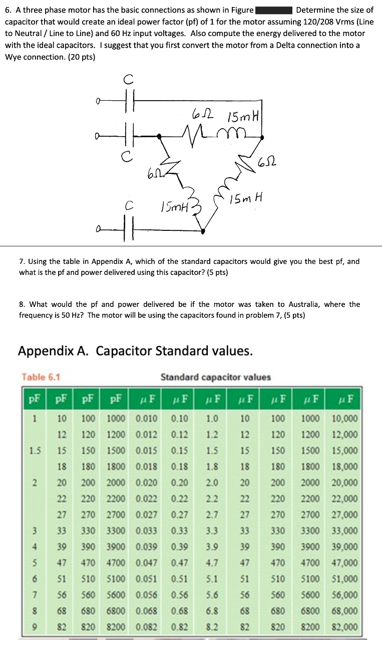 A three phase motor has the basic connections as | Chegg.com