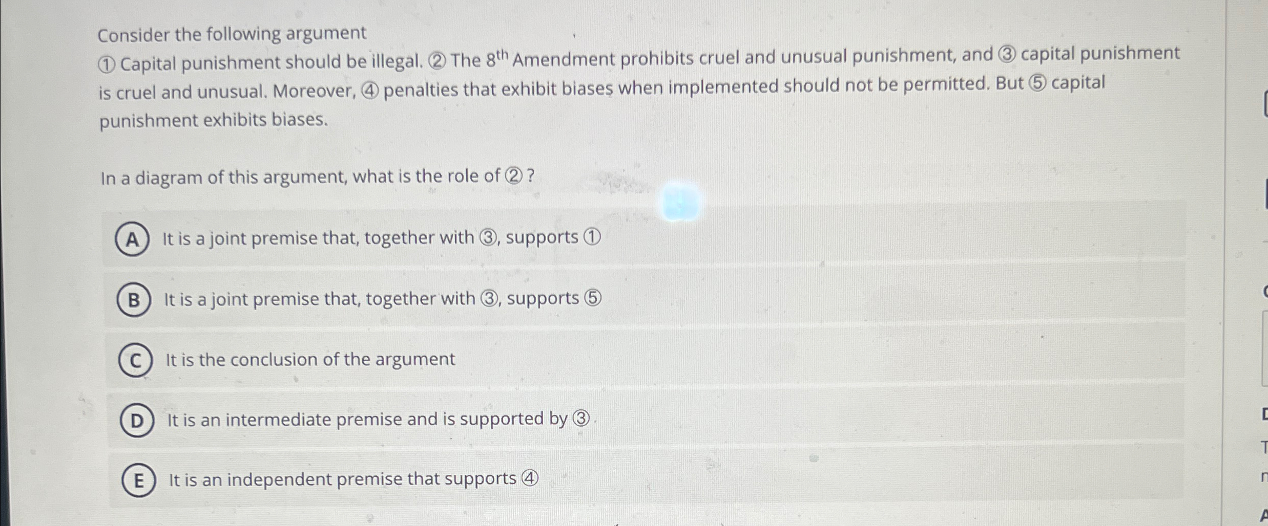 Solved Consider the following argument(1) ﻿Capital | Chegg.com