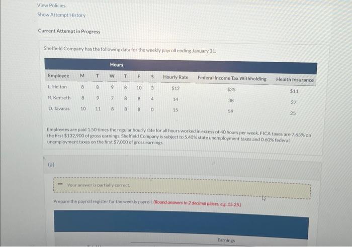Solved View Policies Show Attempt History Current Attempt in | Chegg.com