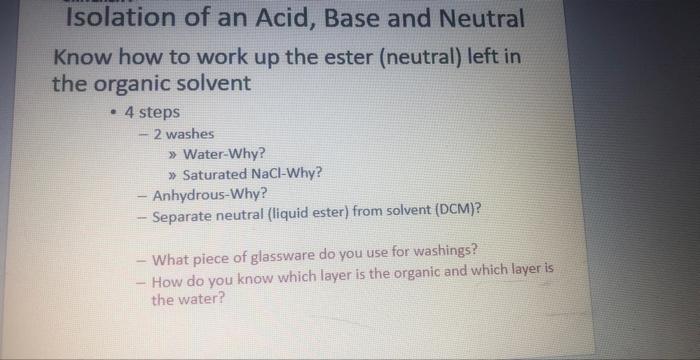 Solved Isolation of an Acid, Base and Neutral Know how to | Chegg.com