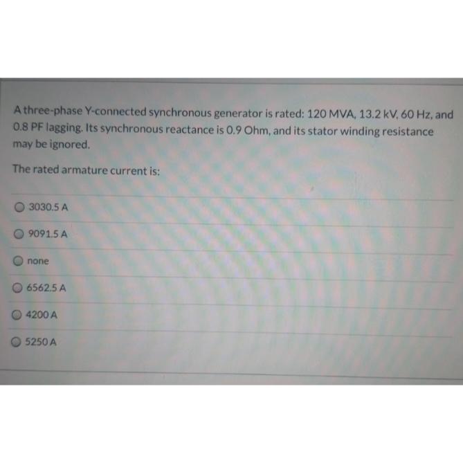 Solved A three-phase Y-connected synchronous generator is | Chegg.com