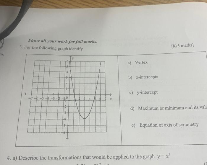 Solved Show all your work for full marks. 3. For the | Chegg.com