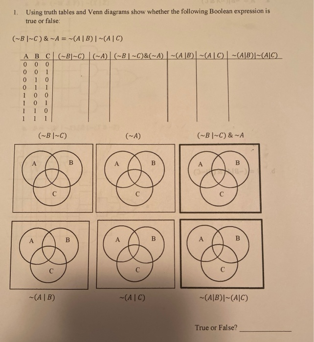 Solved 1. Using truth tables and Venn diagrams show whether | Chegg.com