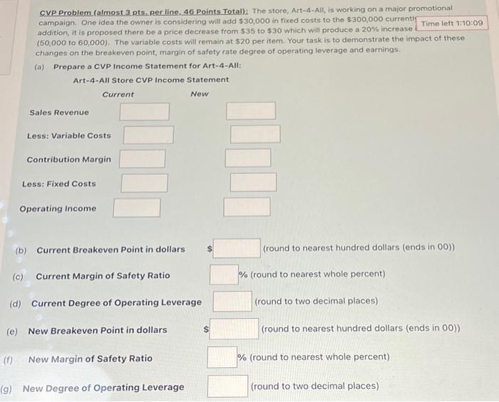 Solved CVP Problem (almost 3.pts, per line, 46 Points | Chegg.com