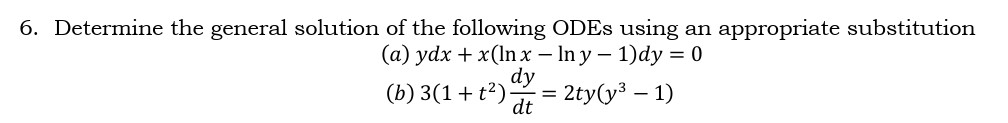 Solved Determine the general solution of the following ODEs | Chegg.com