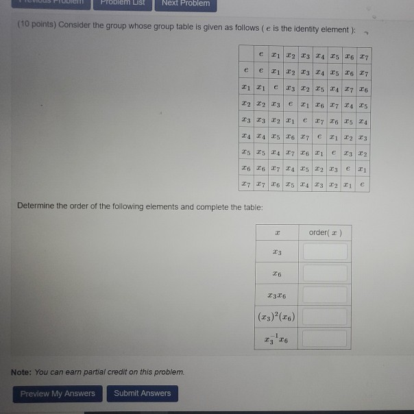 Solved Problem LIST Next Problem (10 points) Consider the | Chegg.com