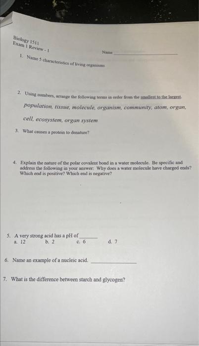 Solved 2. Using nuabers, arrange the following terms in | Chegg.com