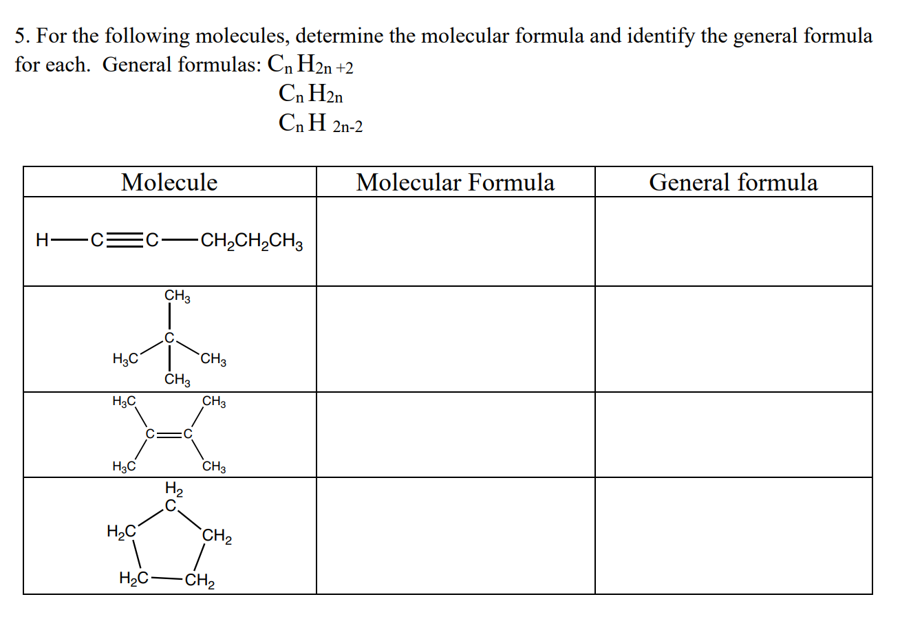 For the following molecules, determine the molecular | Chegg.com