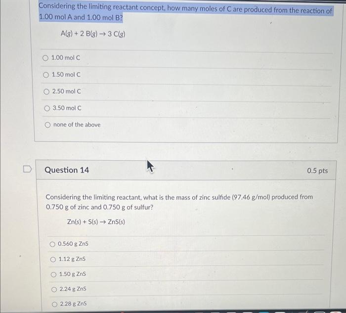 Solved Considering the limiting reactant concept, how many | Chegg.com