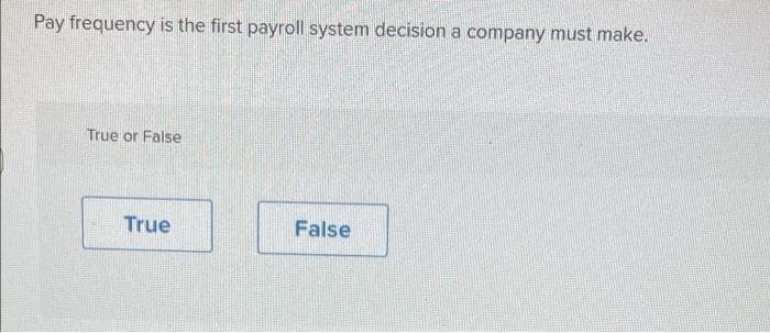 Solved Pay frequency is the first payroll system decision a | Chegg.com
