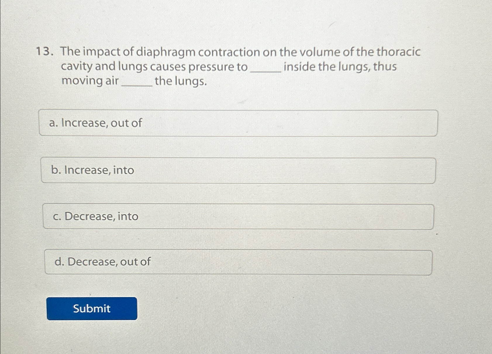 Solved The impact of diaphragm contraction on the volume of | Chegg.com