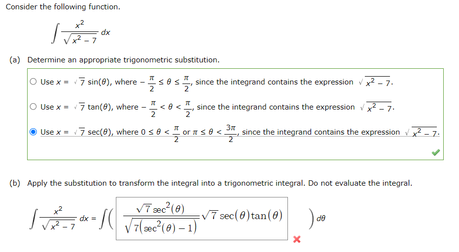 Solved (b) ﻿Apply the substitution to transform the integral | Chegg.com