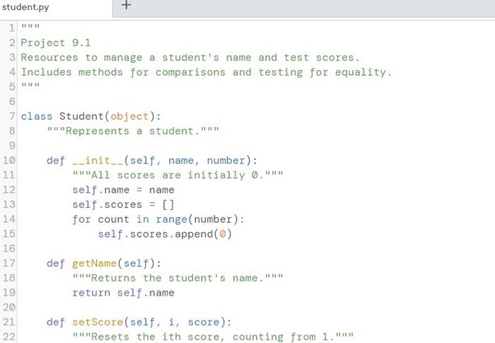 Solved Add three methods to the Student class that compare | Chegg.com