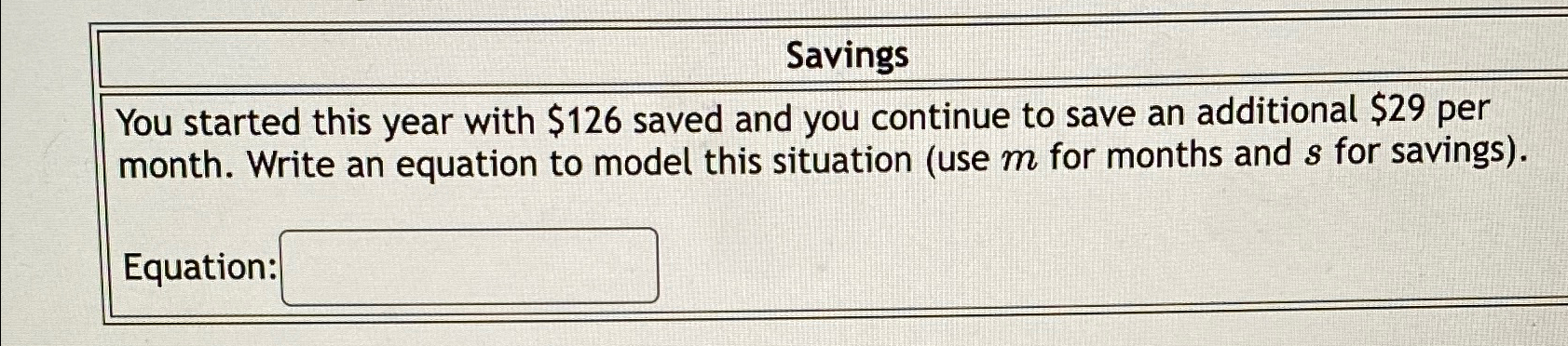 Solved SavingsYou started this year with $126 ﻿saved and you | Chegg.com