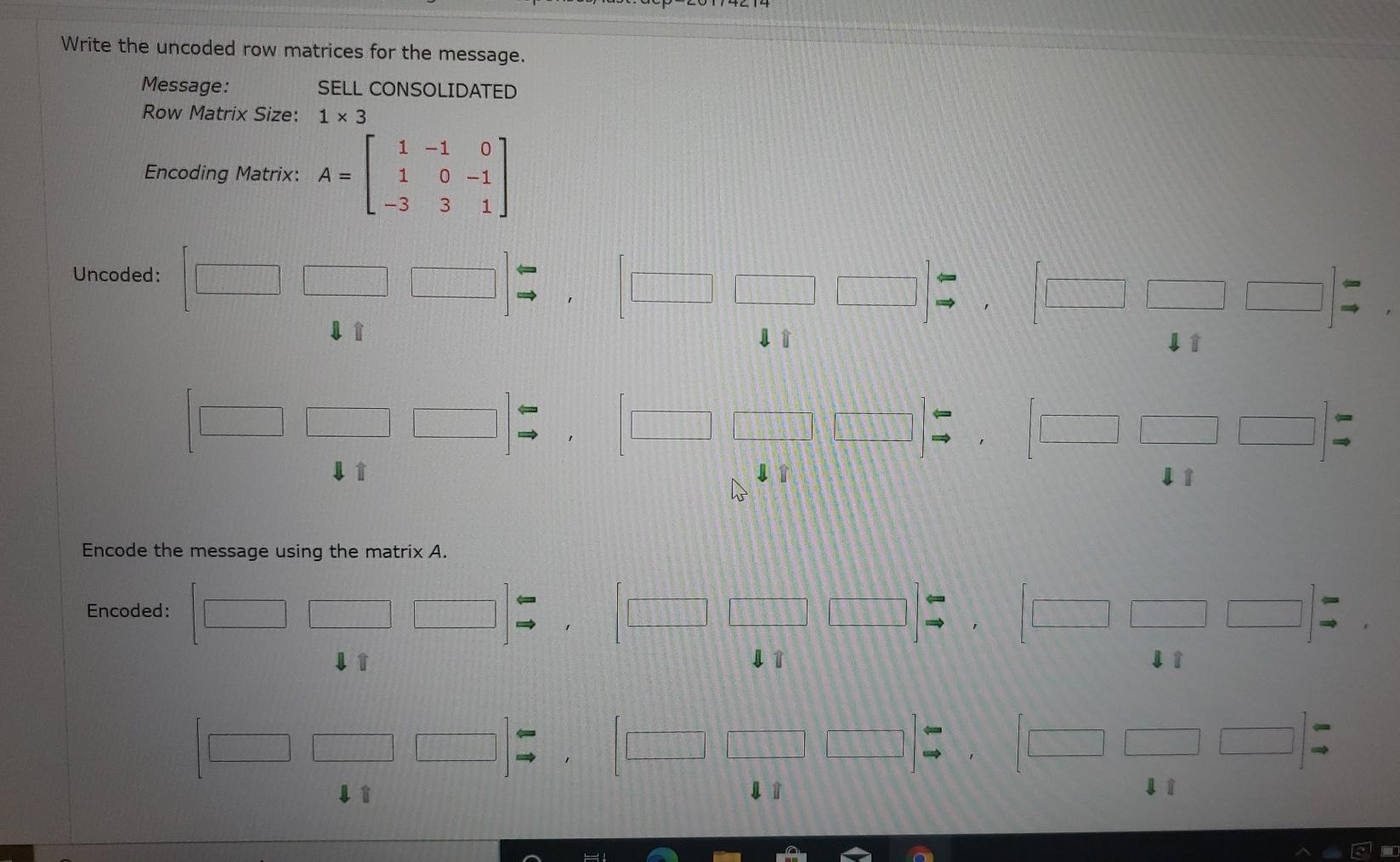 Solved Write the uncoded row matrices for the message. | Chegg.com