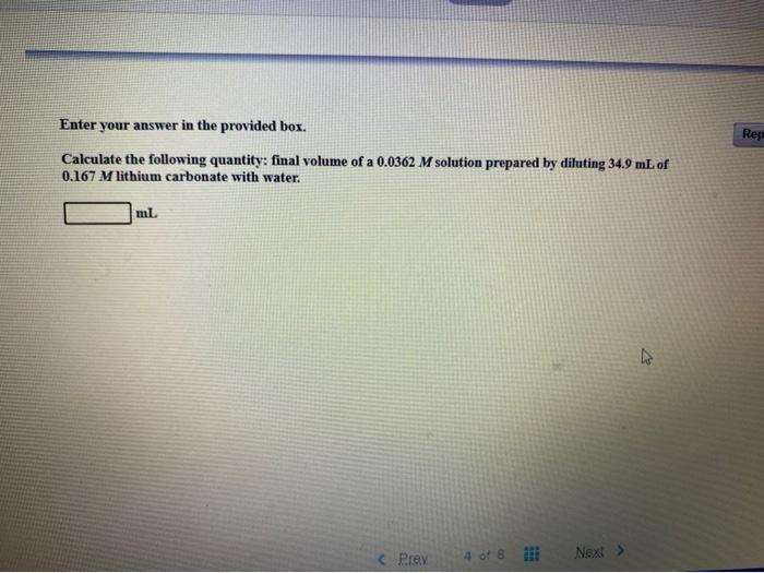 Solved Enter your answer in the provided box. Rep Calculate | Chegg.com