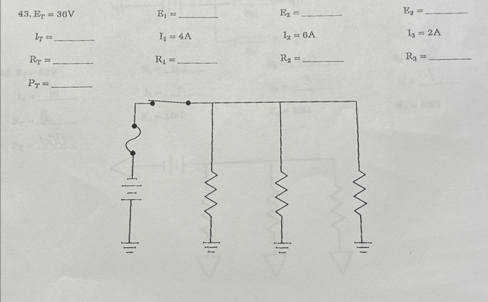 ET=36VIT=RT=PT=Ei=E2=I1=R1=E3=I2=6AI3=2AR2=R3= | Chegg.com