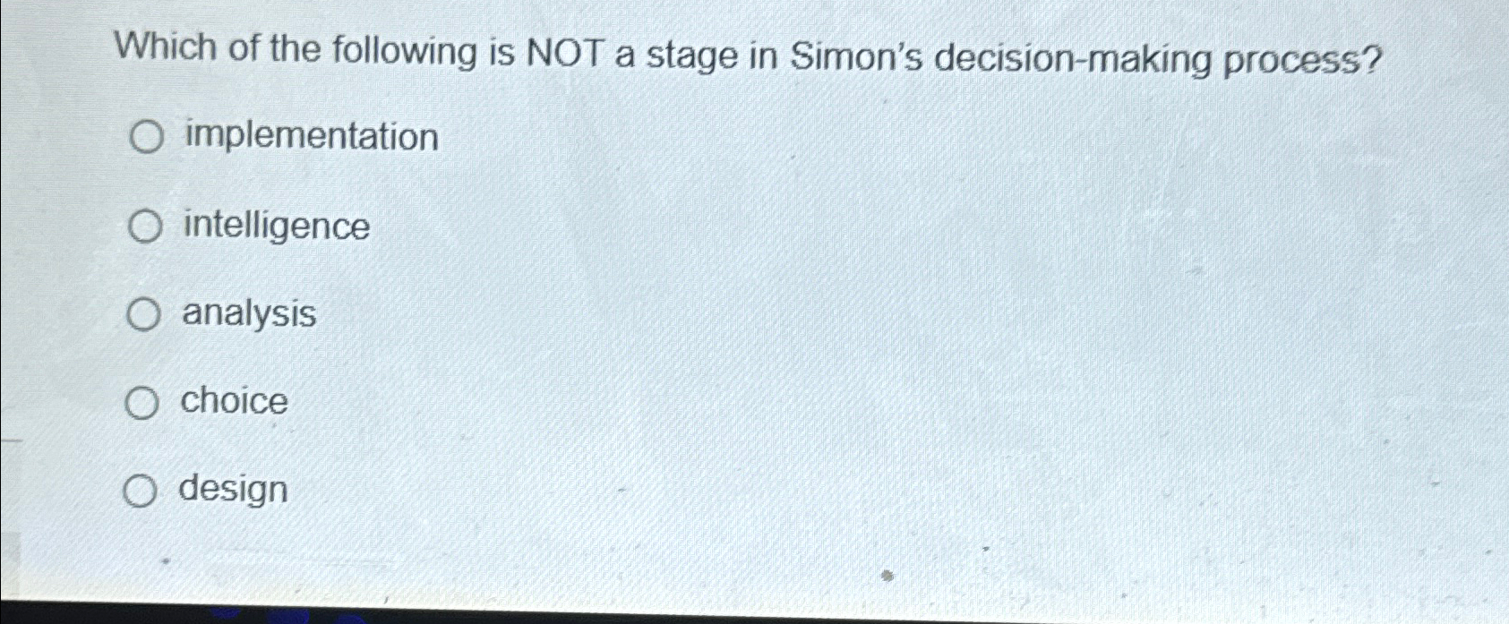 Solved Which of the following is NOT a stage in Simon's | Chegg.com