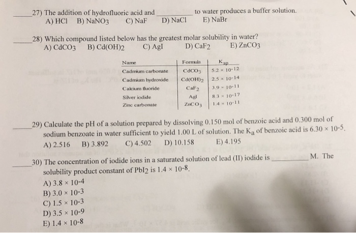 Solved 27) The addition of hydrofluoric acid and A) HCI B) | Chegg.com