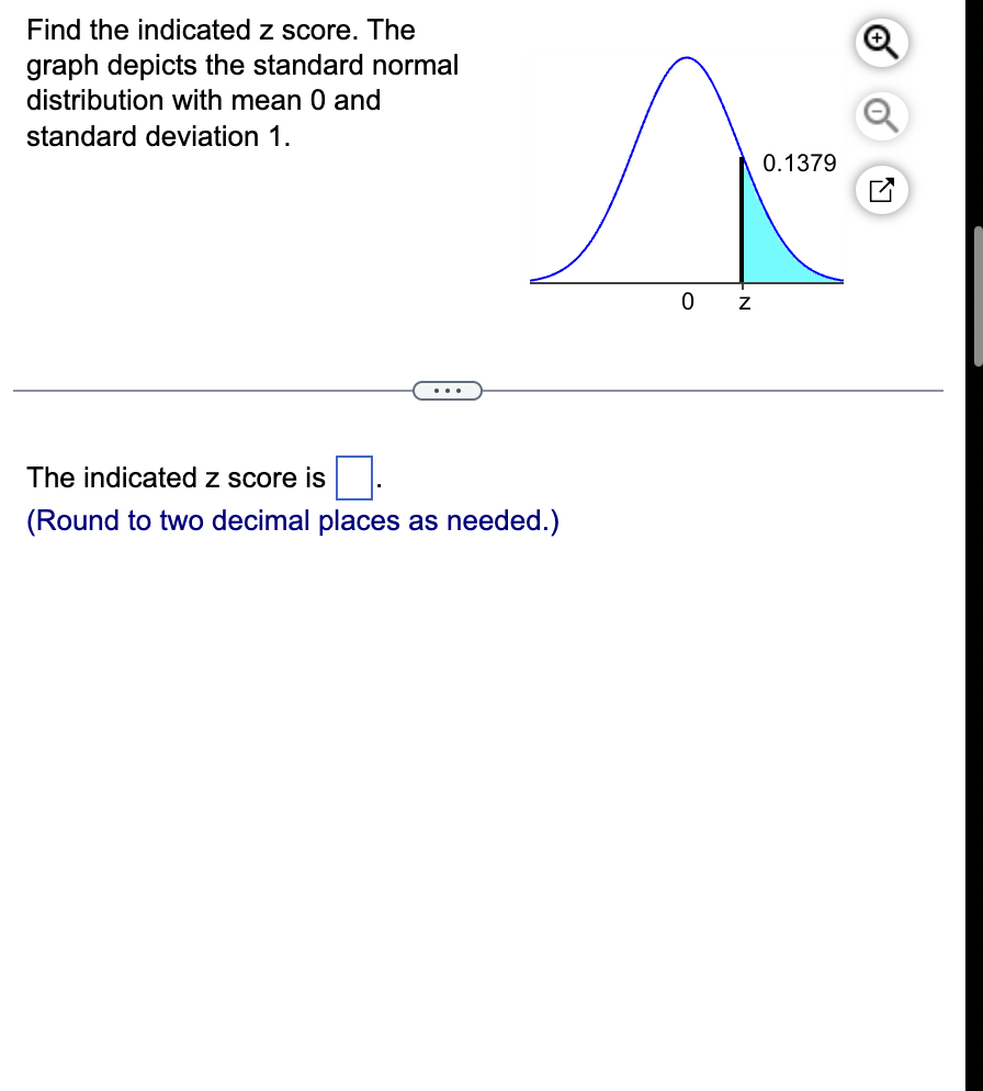 Solved Find the indicated z score. The graph depicts the | Chegg.com