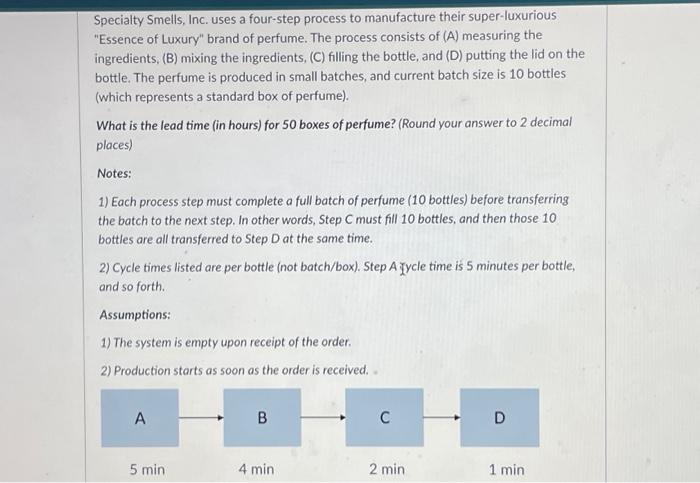 Solved "Essence of Luxury" brand of perfume. The process | Chegg.com