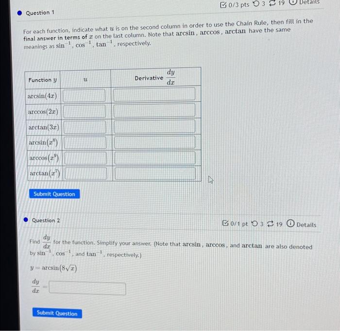 Solved For each function, indicate what u is on the second | Chegg.com