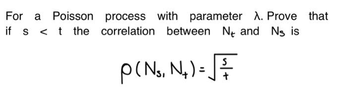 Solved For a Poisson process with parameter λ. Prove that if | Chegg.com