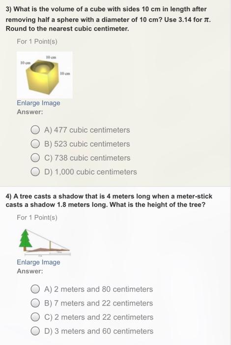 Solved 7) A stone cube measures 20 cm on each side. A | Chegg.com