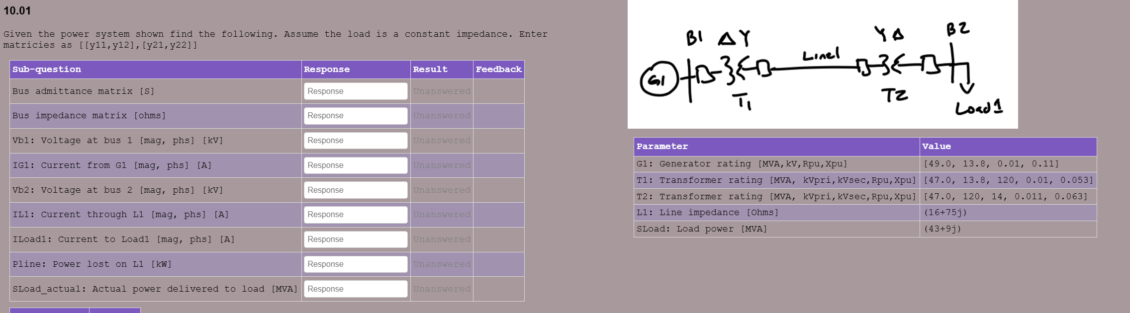 Solved 10.01Given the power system shown find the following. | Chegg.com