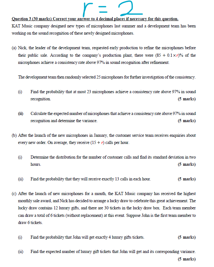 Solved Question 3 ( 30 ﻿marks) ﻿Correct your answer to 4 | Chegg.com