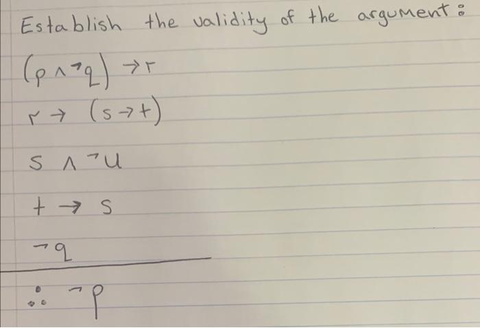Solved Establish the validity of the argument: | Chegg.com