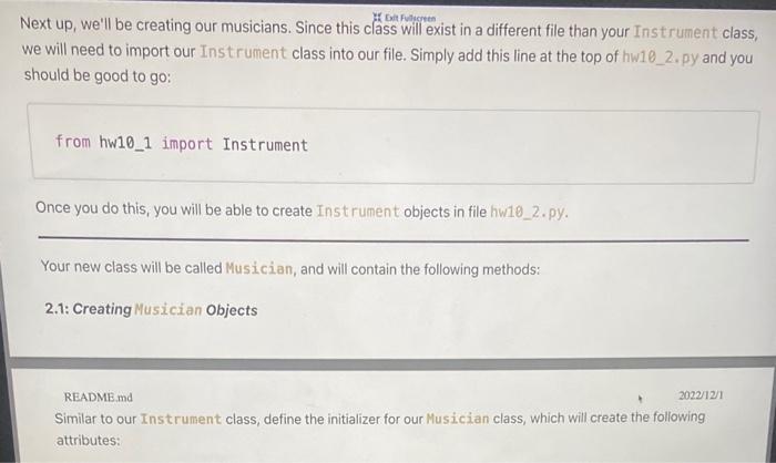 Next up, we'll be creating our musicians. Since this | Chegg.com