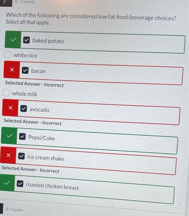 Solved Which of the following are considered low fat | Chegg.com