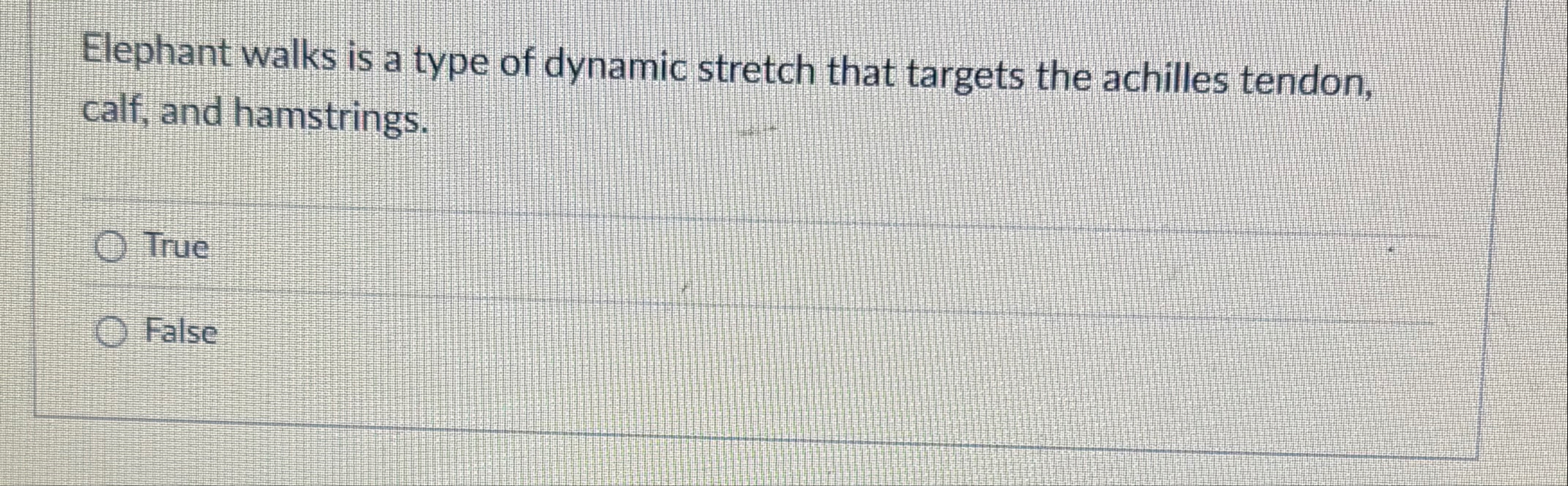 Solved Elephant walks is a type of dynamic stretch that | Chegg.com