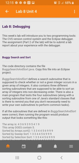 12:15 0 68% Lab 8 Unit 4 Lab 8: Debugging This week's | Chegg.com