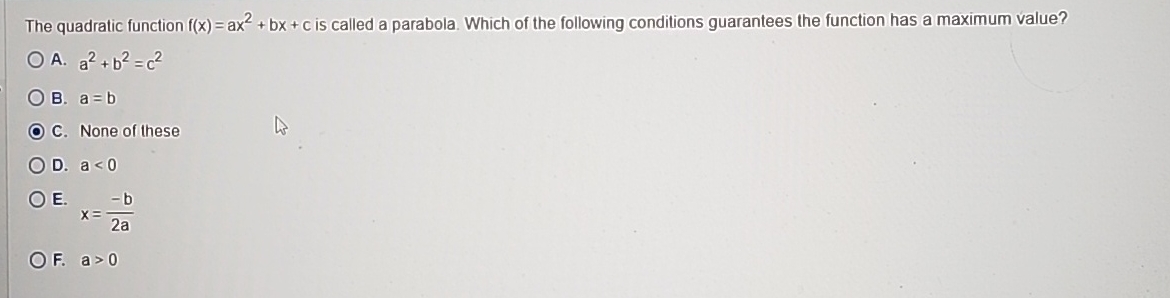 Solved The quadratic function f(x)=ax2+bx+c ﻿is called a | Chegg.com