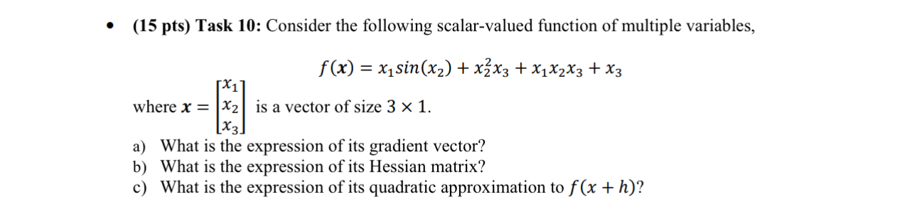 Solved (15 ﻿pts) ﻿Task 10: Consider the following | Chegg.com