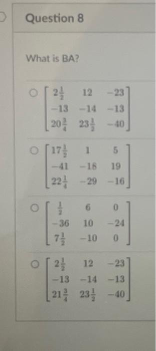 Solved For \#1-8 use the following matrices: | Chegg.com