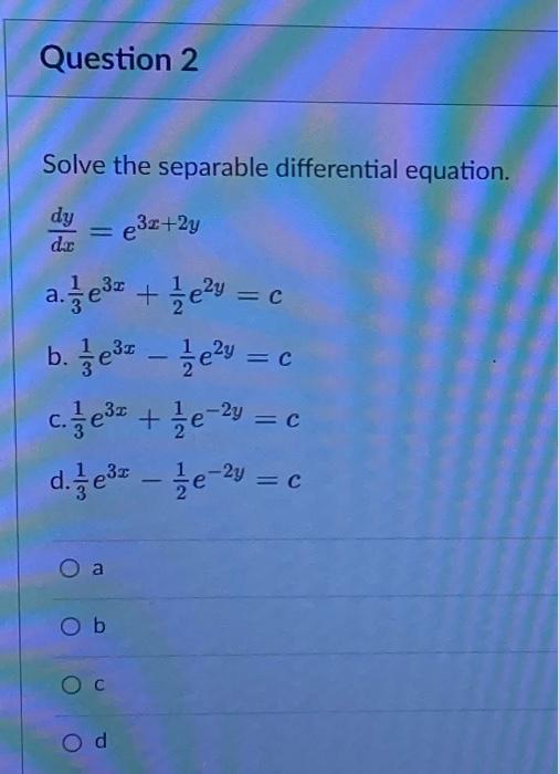 Solved Solve the separable differential equation. | Chegg.com