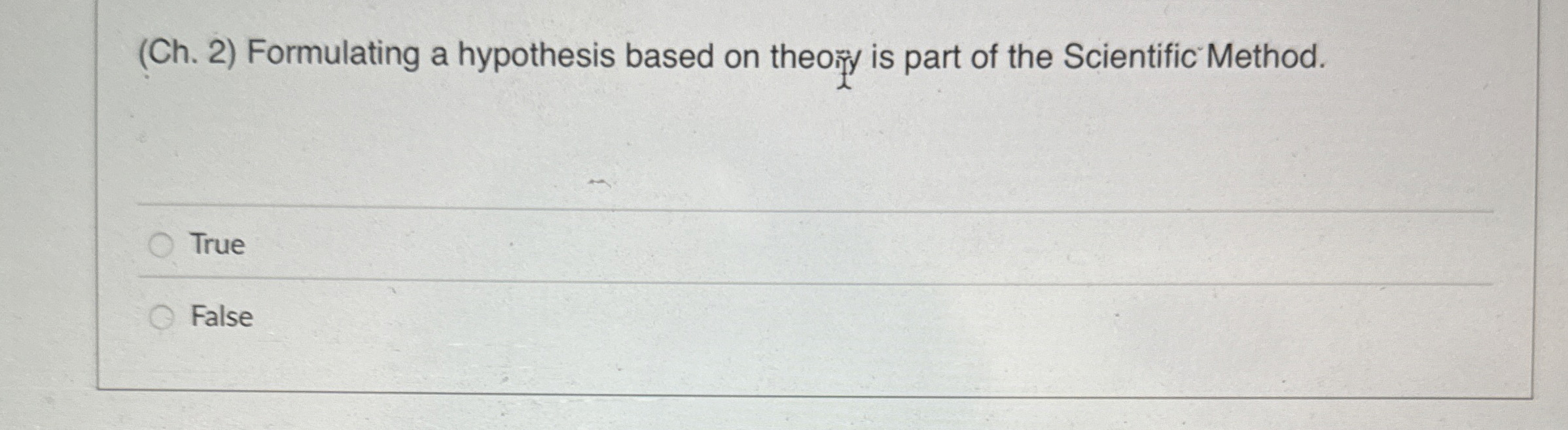 Solved (Ch. 2) ﻿Formulating a hypothesis based on theoiny is | Chegg.com